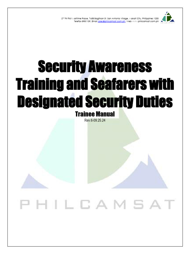 SATSDSD Trainee Manual-Rev.6 - 09.25.24 | PDF | Water Transport | Shipping