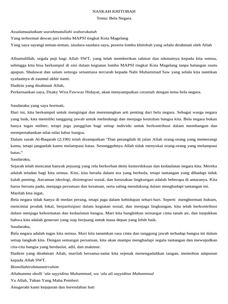 Khitobah Bela Negara - Docx Wira | PDF