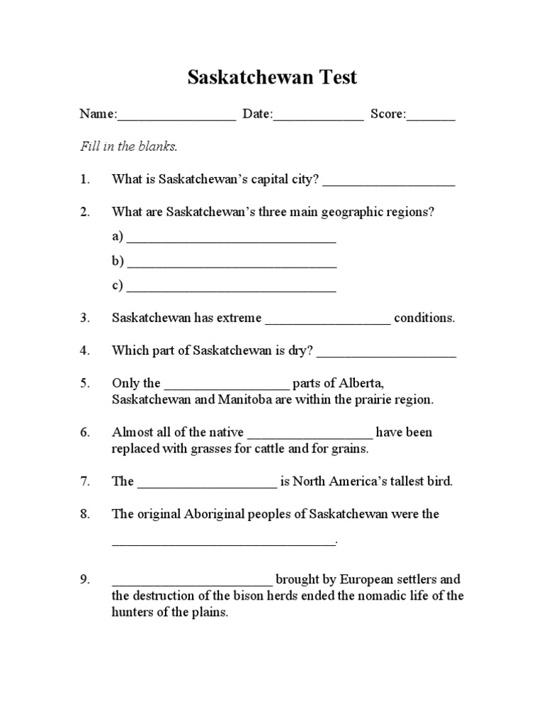 Saskatchewan Test | PDF