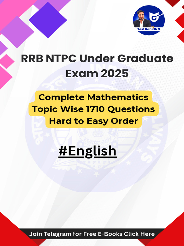 RRB NTPC UG 2025 Exam Maths Questions in #English Hard To Easy C | PDF ...