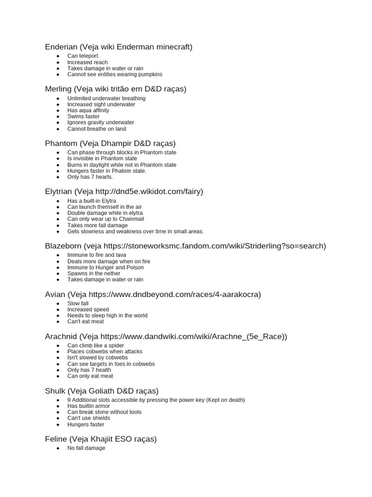 Unique Fantasy Races and Abilities | PDF