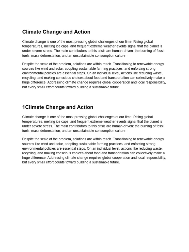 Climate Change Solutions and Actions | PDF