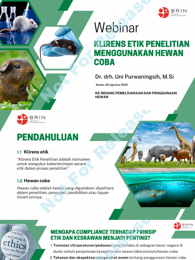 Presentasi_03_Klirens Etik Bidang Hewan Coba BRIN 2025_Uni P_Watermarked | PDF