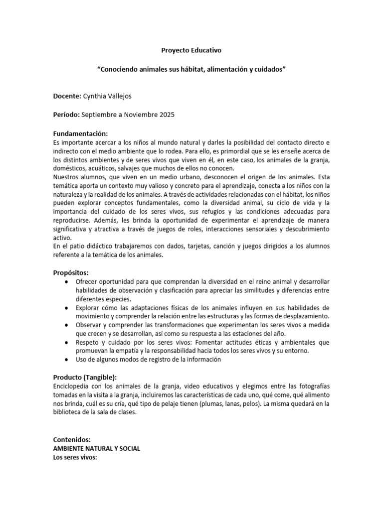 Animales de LA GRANJA 2025 | PDF | Aprendizaje | Entorno natural