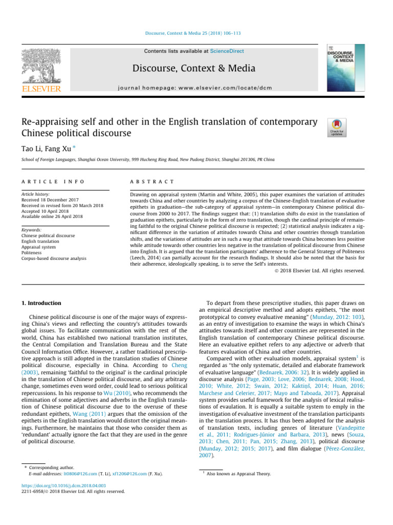 Translation Shifts in Chinese Political Discourse | PDF | Translations ...