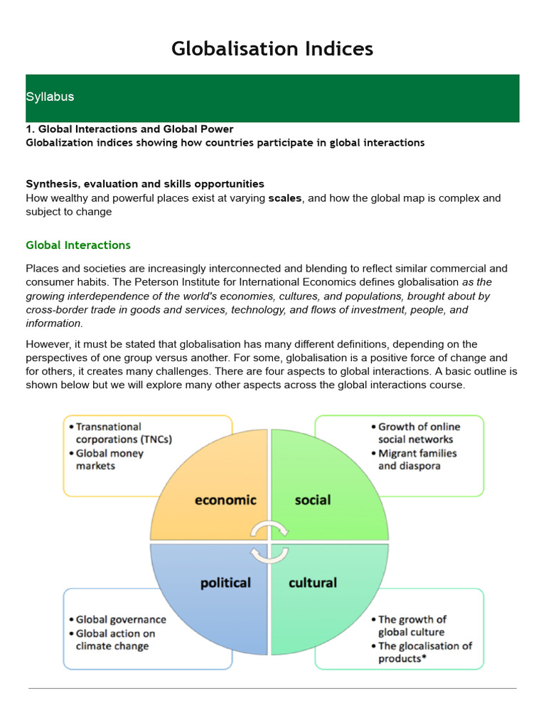 Globalisation Indices and Global Superpowers | PDF | Globalization ...