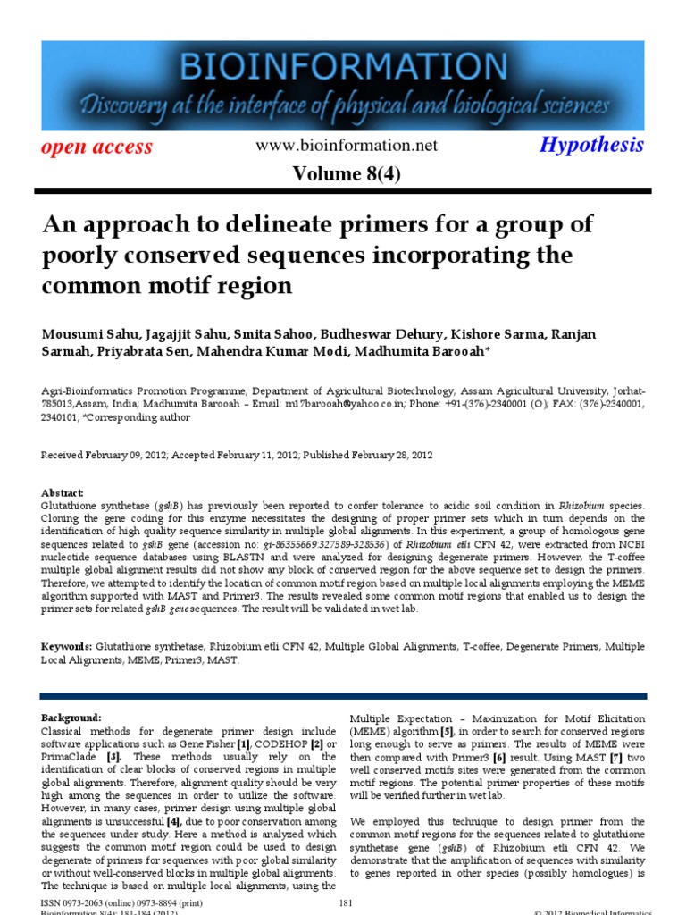 Bioinformation | PDF | Sequence Alignment | Bioinformatics