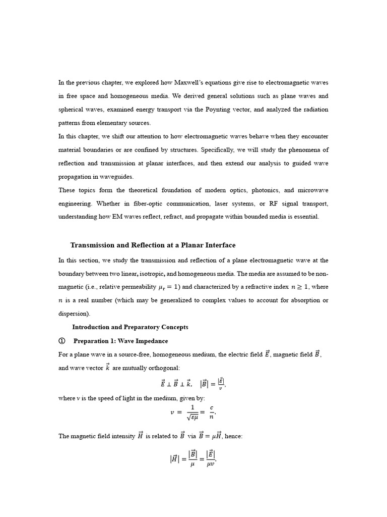 EM Wave Behavior at Material Boundaries | PDF | Waves | Electromagnetic ...