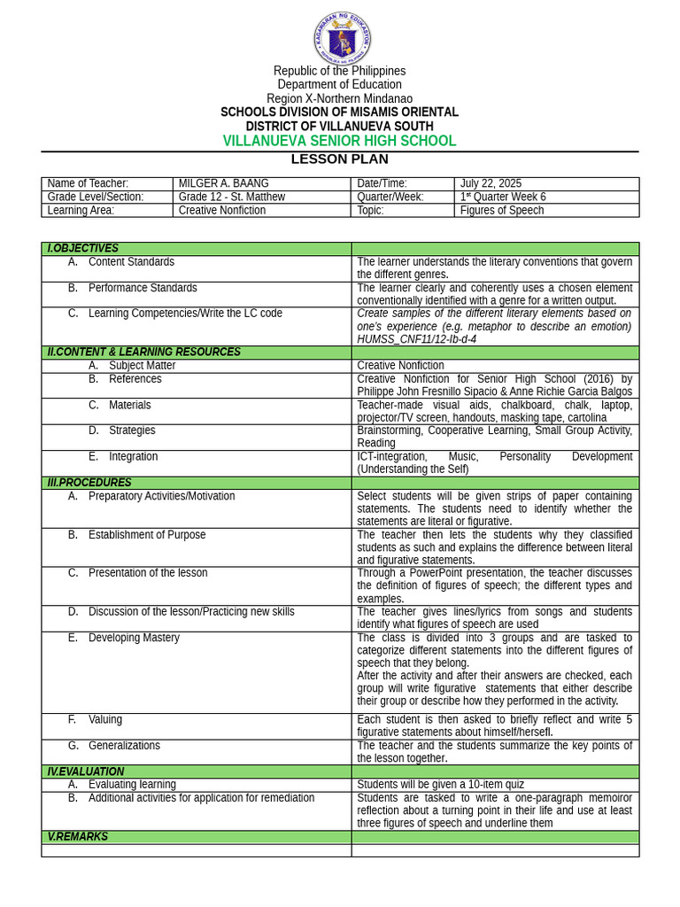 Lesson-Plan-for-COT-July 2025 - CNF | PDF | Learning | Teachers