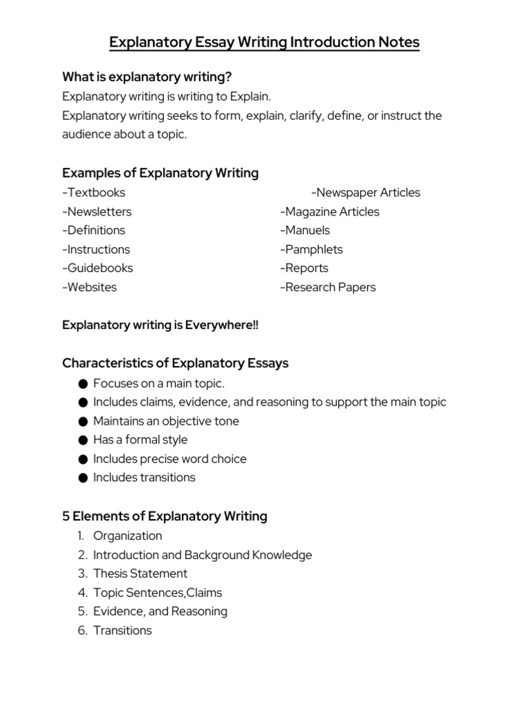 Explanatory Essay Writing Introduction Guided Notes | PDF | Essays ...