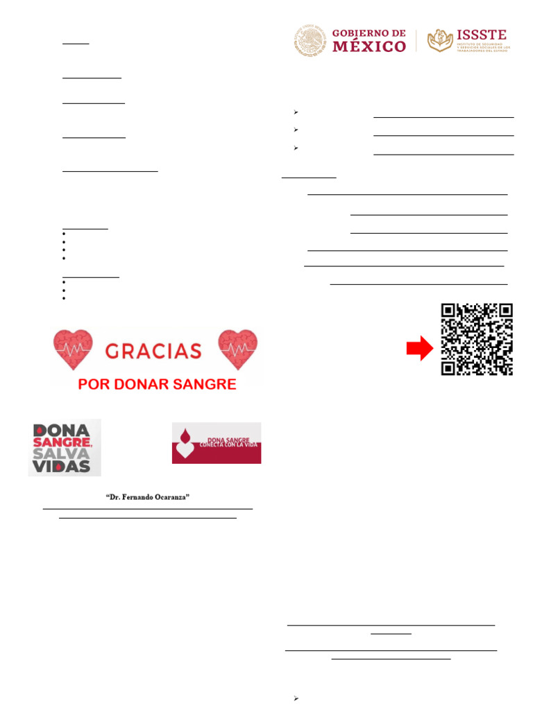Requisitos para Donar Sangre en ISSSTE | PDF | Donación de sangre ...