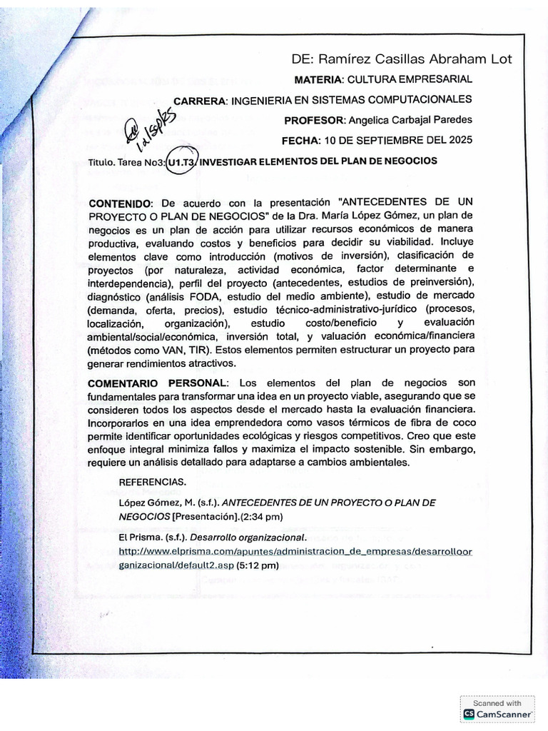 U1 T3ElementosPlanDeNegocios | PDF