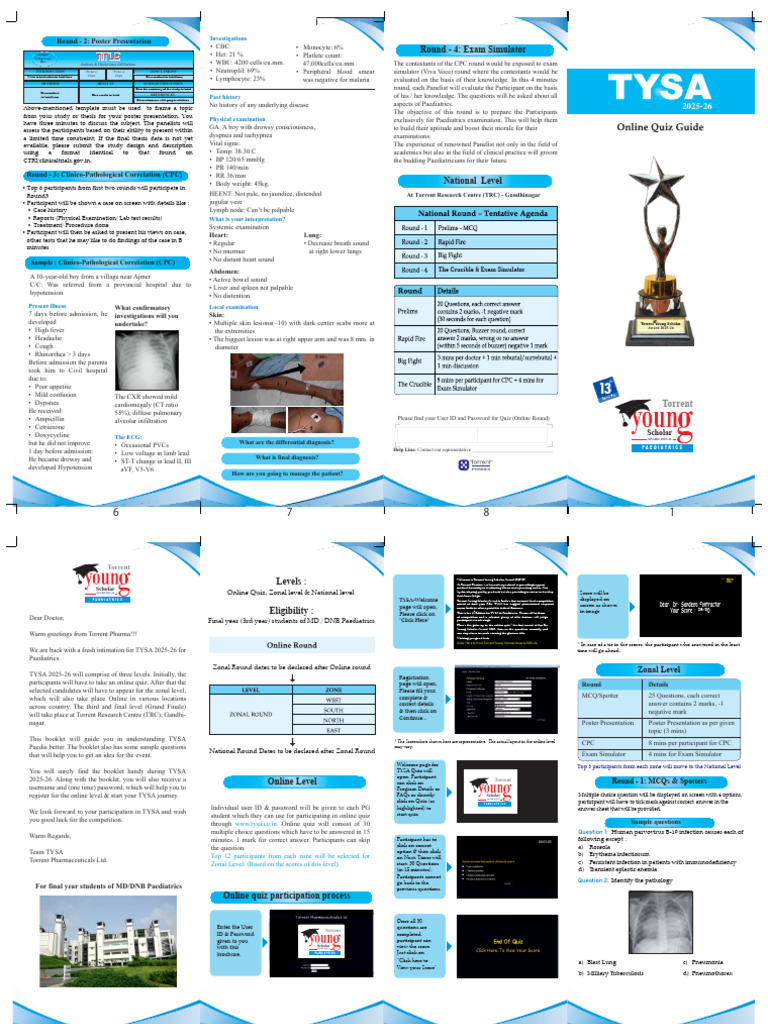 TYSA 2025: Paediatrics Competition Guide | PDF | Thesis | Medical ...