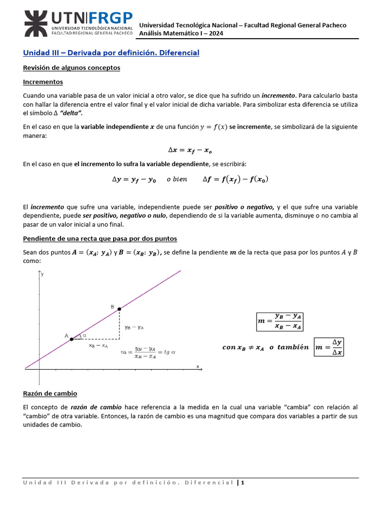 Derivada por definición y cociente incremental | PDF | Derivado ...