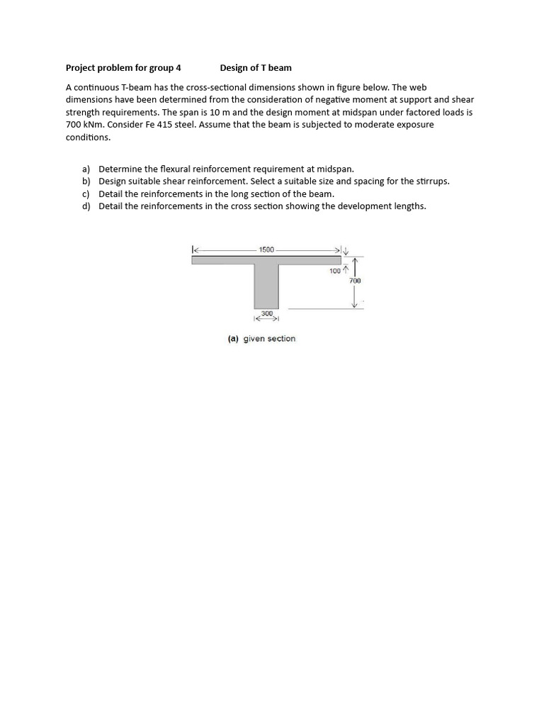 T-Beam Design and Reinforcement Guide | PDF