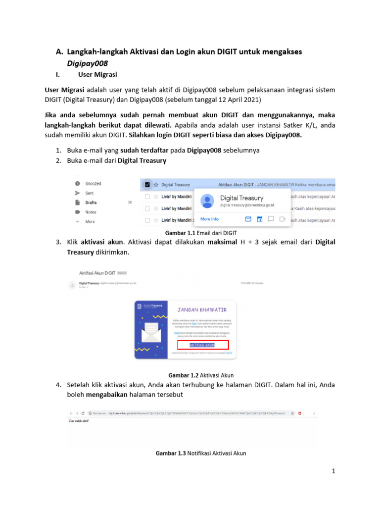 Aktivasi dan Login Akun DIGIT | PDF