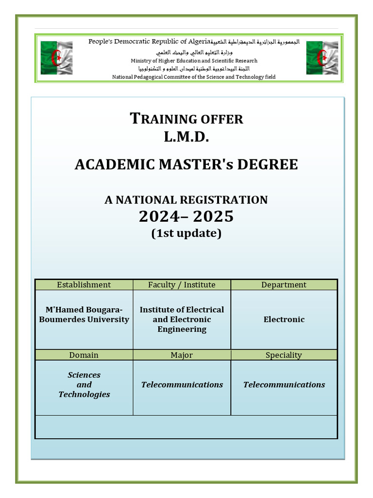 Algeria Master's Degree in Telecommunications | PDF | Discrete Fourier ...