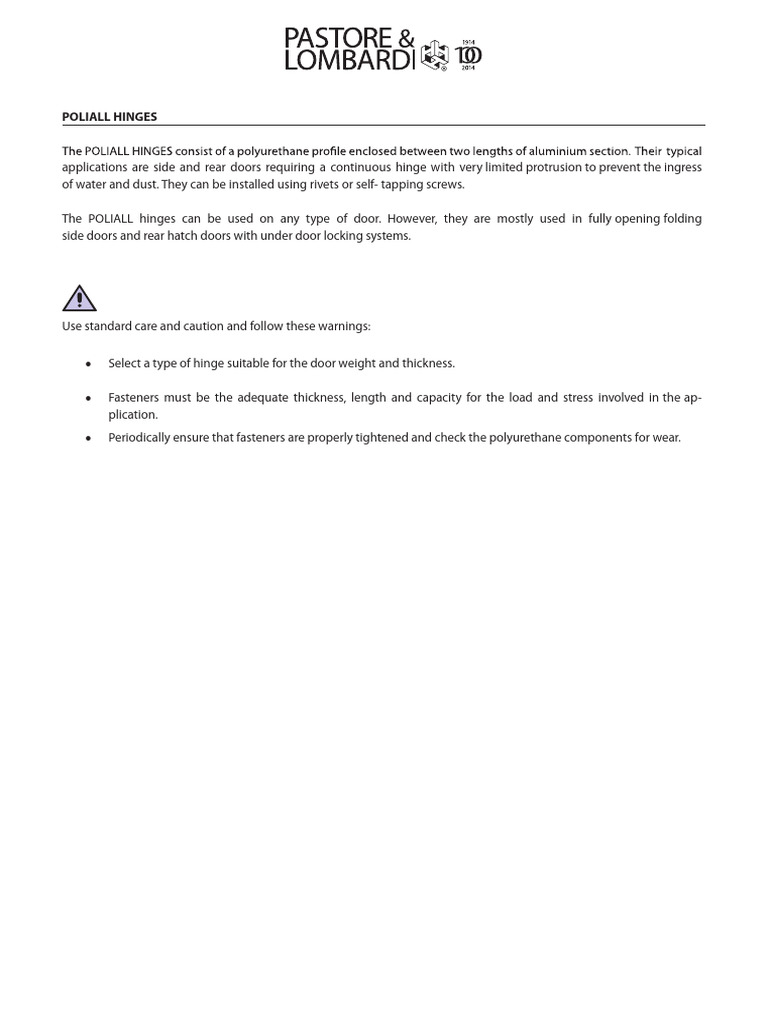 POLIALL Hinges for Side and Rear Doors | PDF