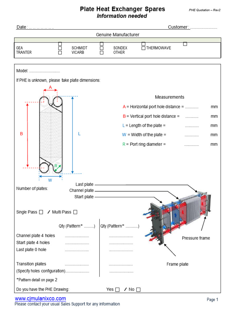 Plate Gasket Info Sheet PHE | PDF | Heat Exchanger | Applied And Interdisciplinary Physics