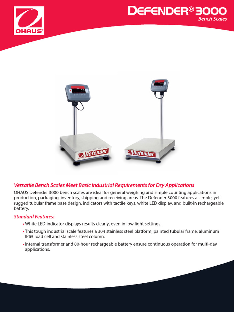 OHAUS Defender 3000 Bench Scales | PDF