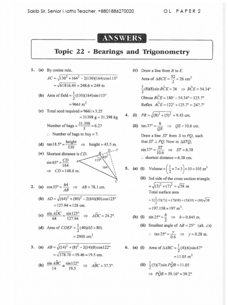 Maths D Trigonometry Paper 2 MS | PDF