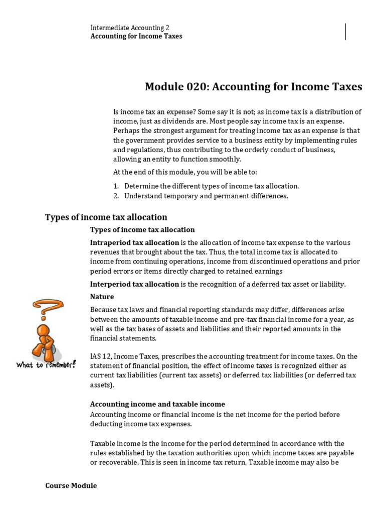 Week 12 - Module 020 Accounting For Income Taxes | PDF | Deferred Tax ...