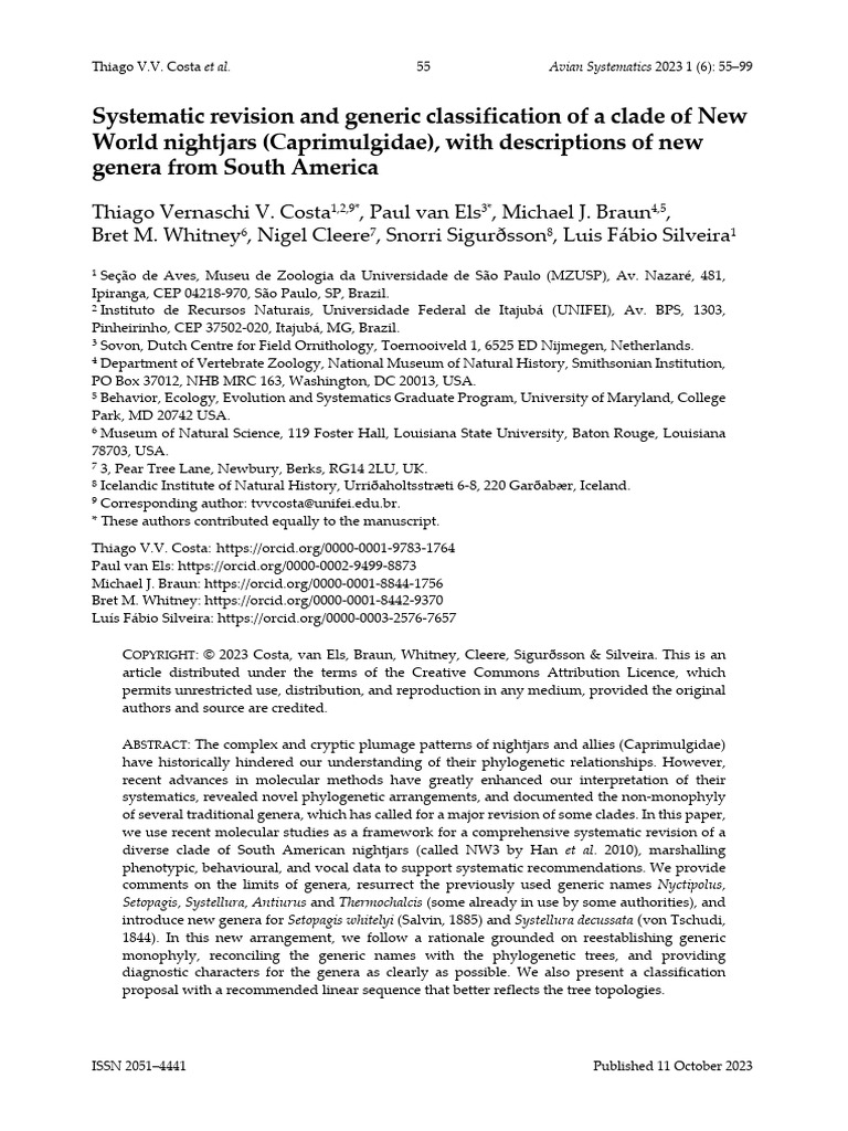 Systematic Revision and Generic Classification of A Clade of New World ...