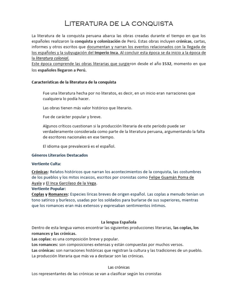Literatura de la Conquista Peruana | PDF | Imperio Inca | Perú