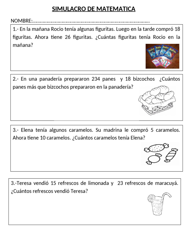 Simulacro de Matematica Problemas | PDF