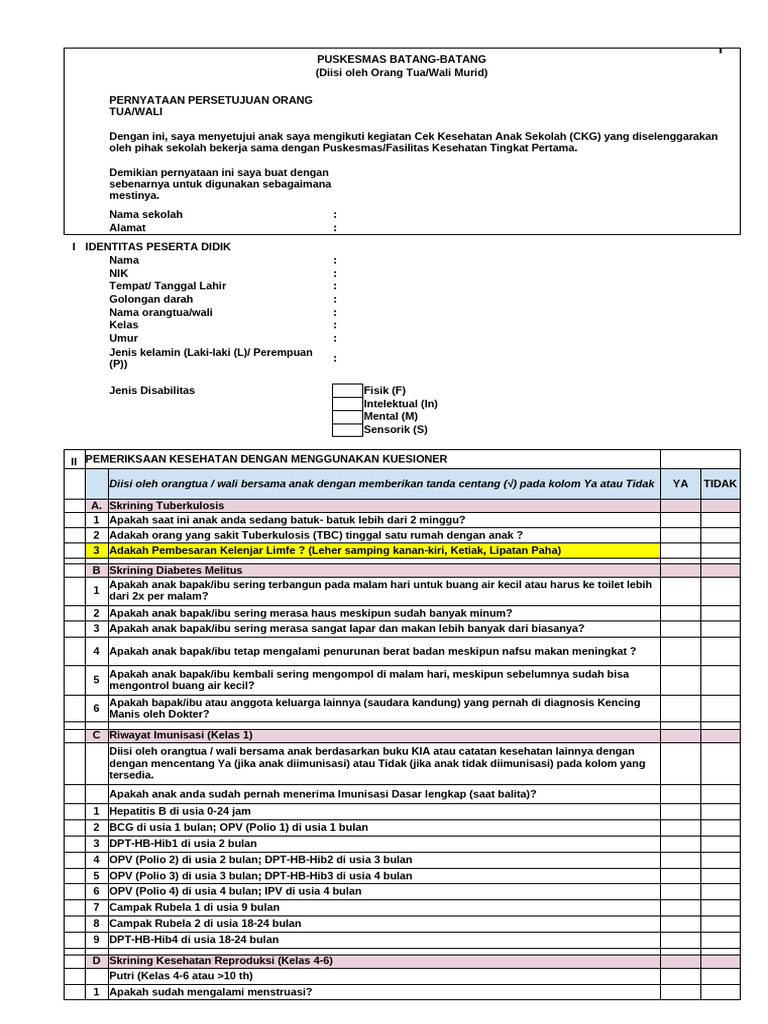 Kuesioner PKG Edit Herman | PDF
