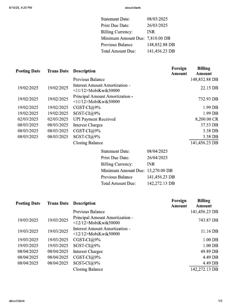 CC Statement 5003 | PDF