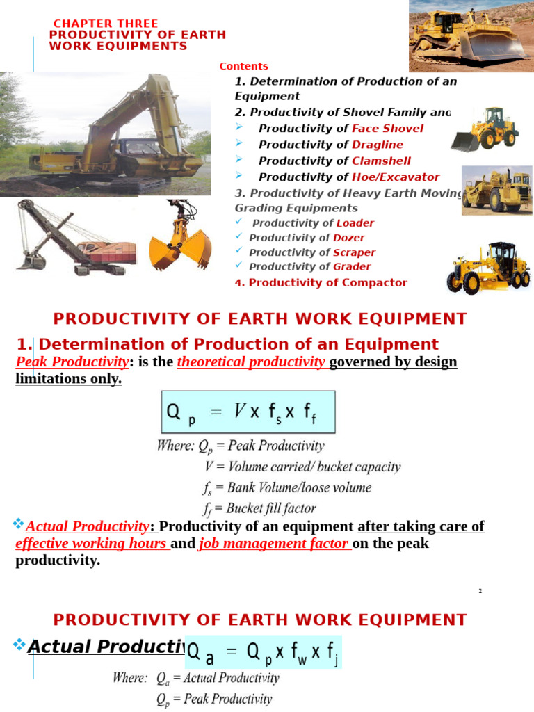 Earthwork Equipment Productivity Guide | PDF | Loader (Equipment ...