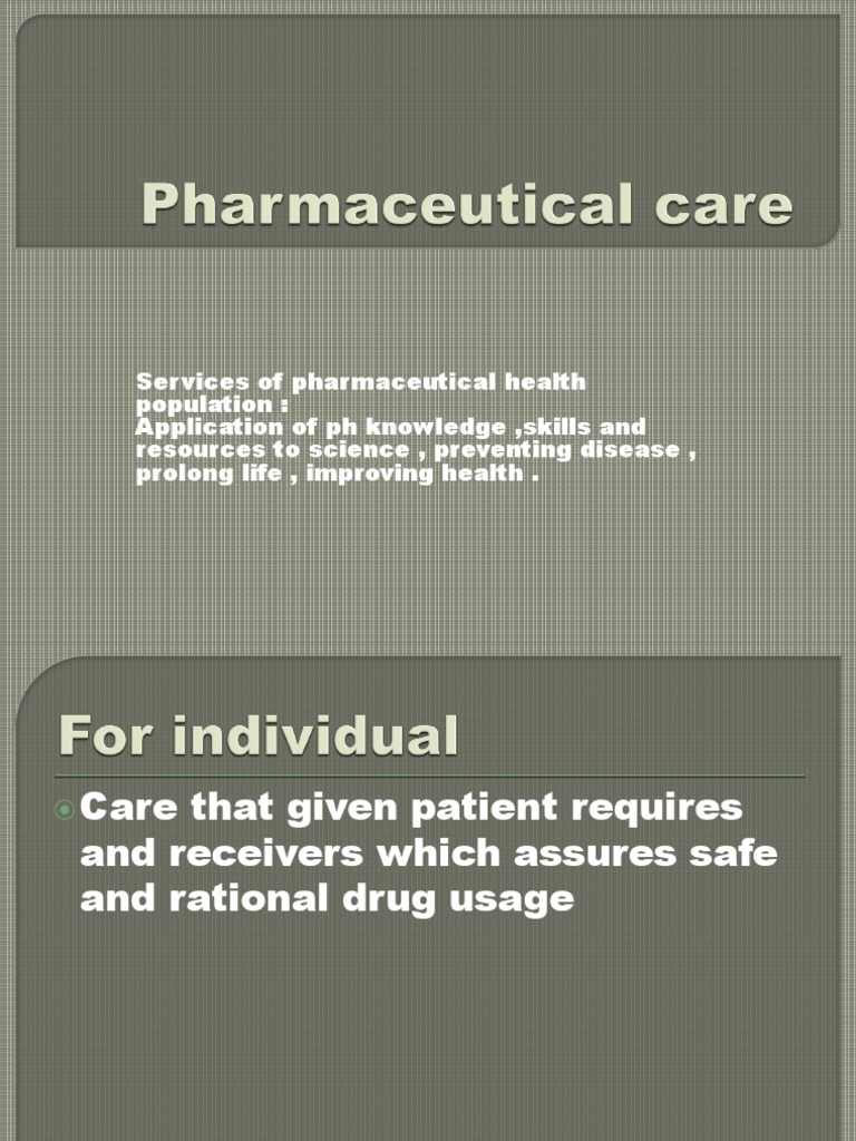 Pharmaceutical Care and Drug Therapy Management | PDF | Pharmaceutical ...