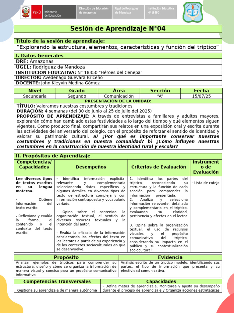 Estructura y Función del Tríptico | PDF | Aprendizaje | Información
