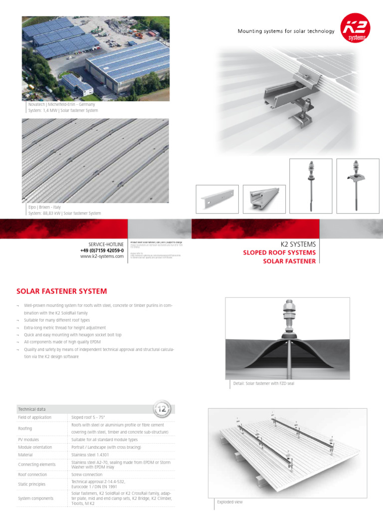 K2 Solar Fastener System Overview | PDF | Screw | Building Materials