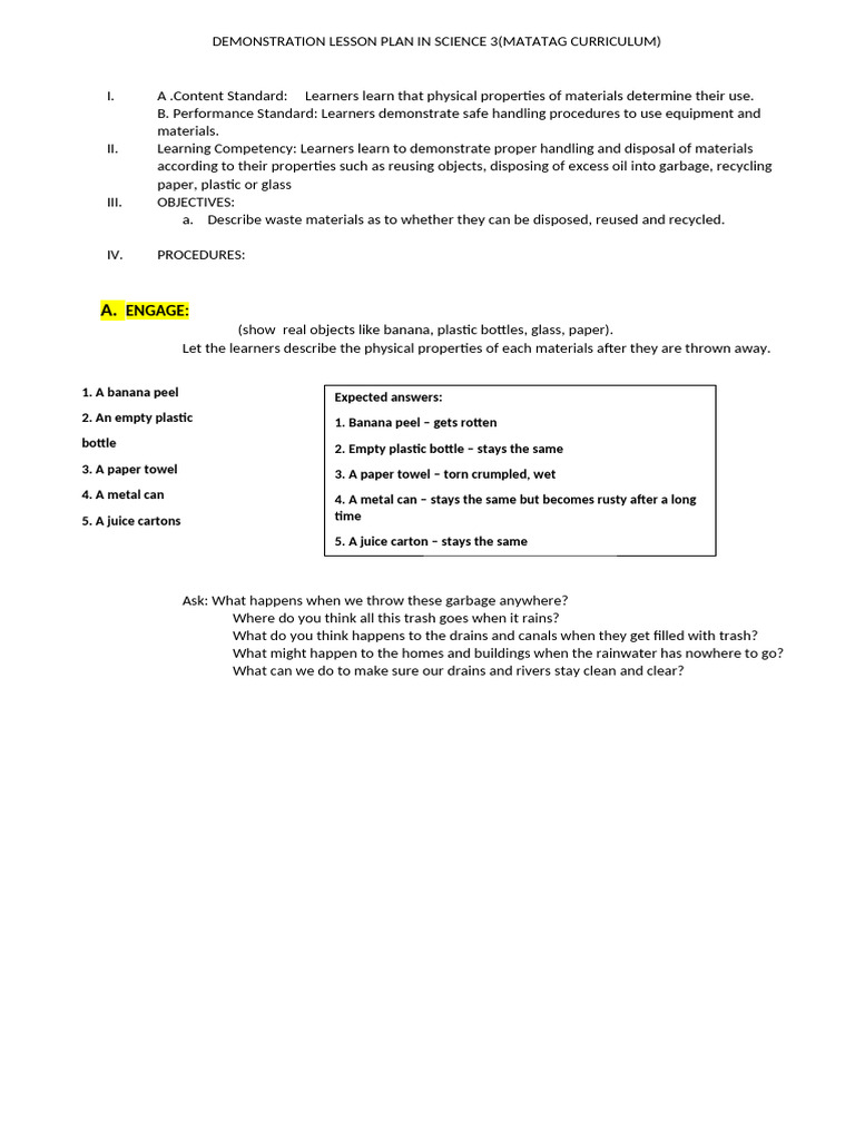 Science Lesson Plan: Waste Management | PDF | Waste | Recycling