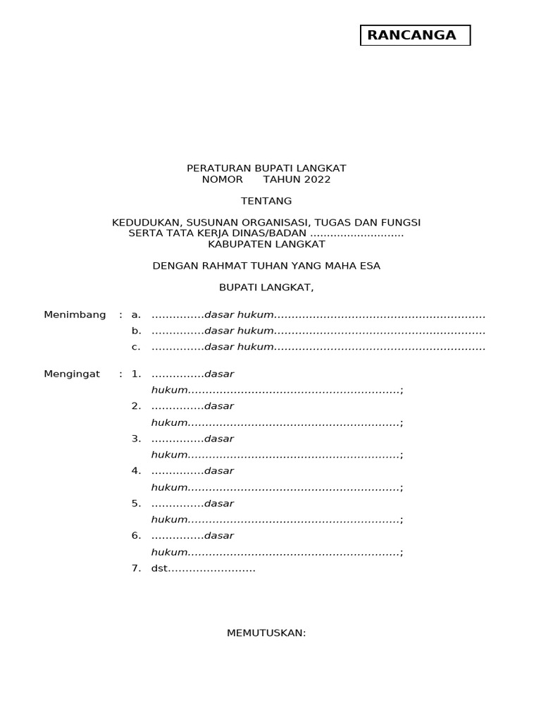 Batang Tubuh Perbup | PDF