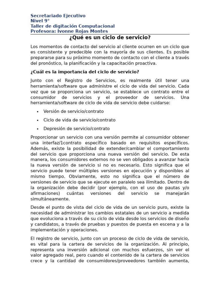Qué Es Un Ciclo de Servicio | PDF | Software | Ciclo de vida de la ...