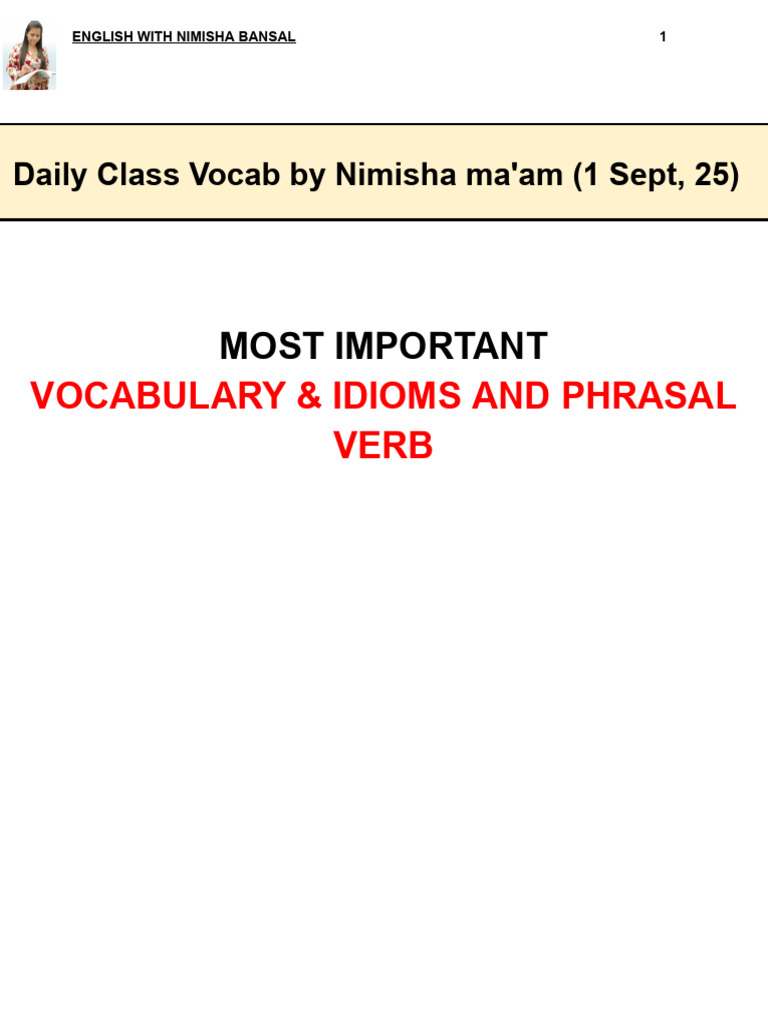Daily Class Vocab 1 Sept, 25. | PDF | Poison