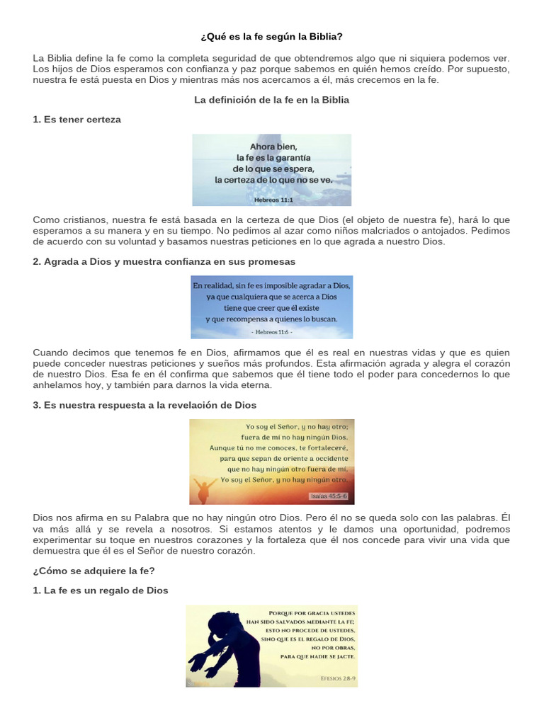 Fe en la Biblia: Definición y Importancia | PDF | Fe | Cristo (título)