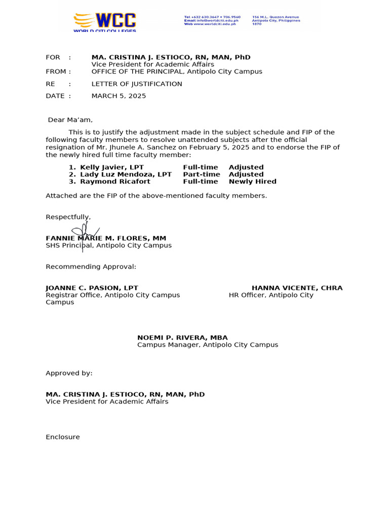 Justification Letter | PDF