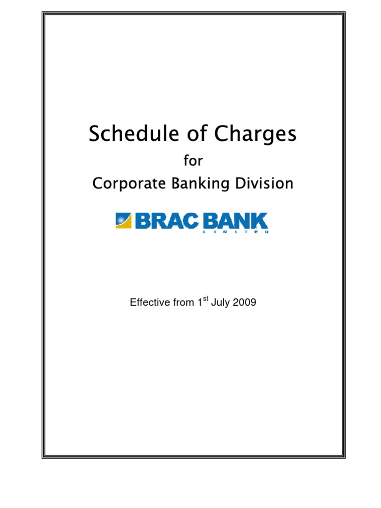 Corporate Banking Charges Schedule | PDF | Cheque | Fee