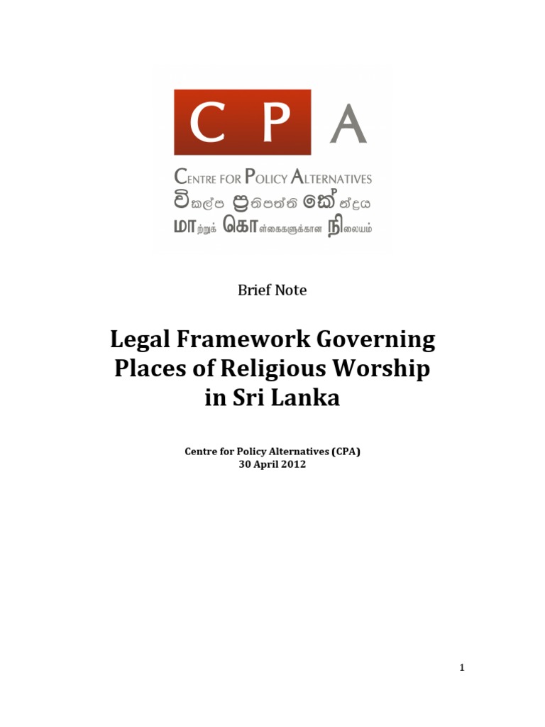 Legal Framework Governing Places of Religious Worship in Sri Lanka ...