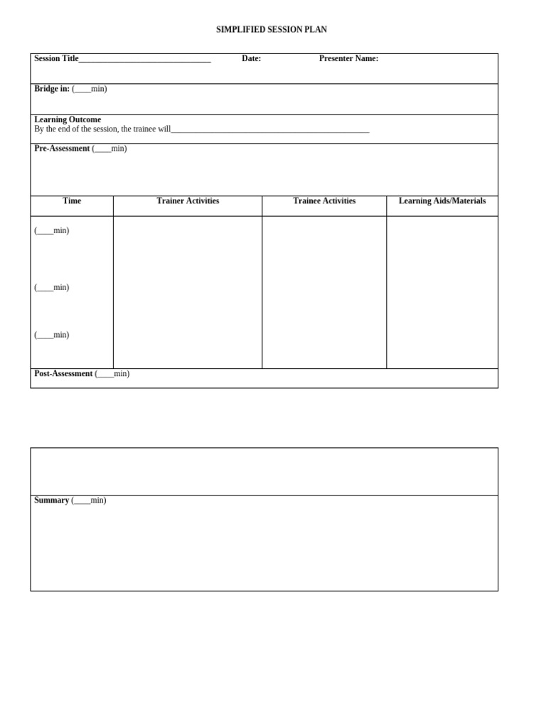 Sample Session Plan | PDF