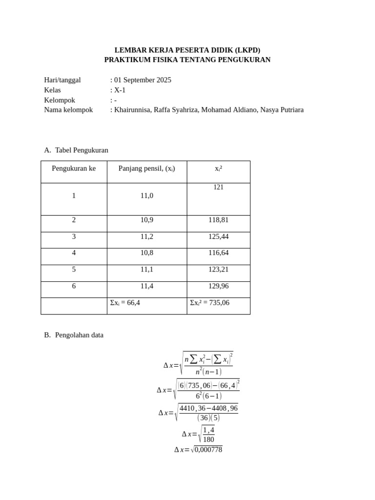 LKPD Praktikum Pengukuran | PDF
