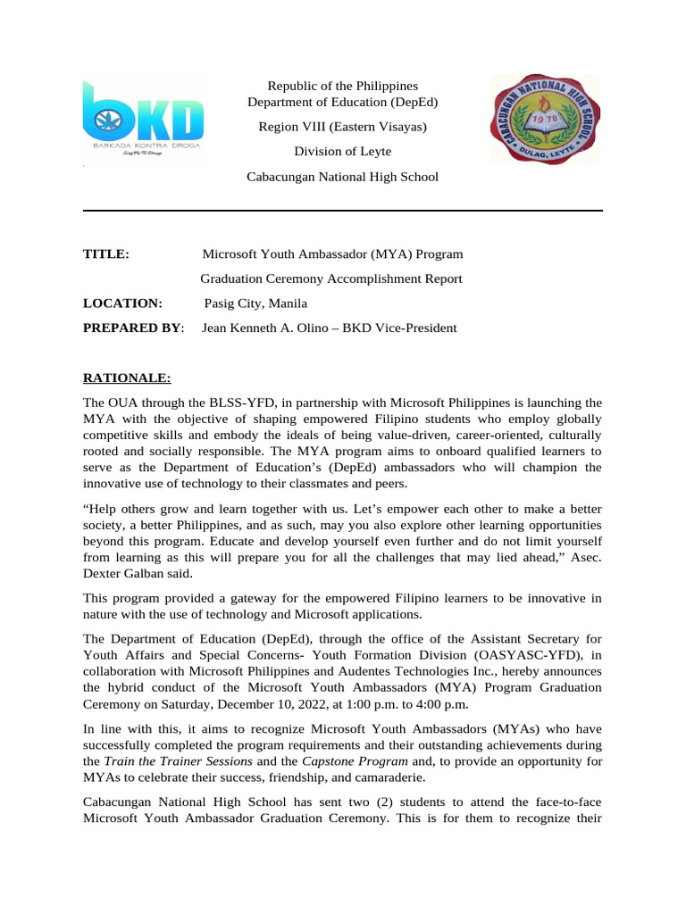 MYA Program Graduation Report 2022 | PDF