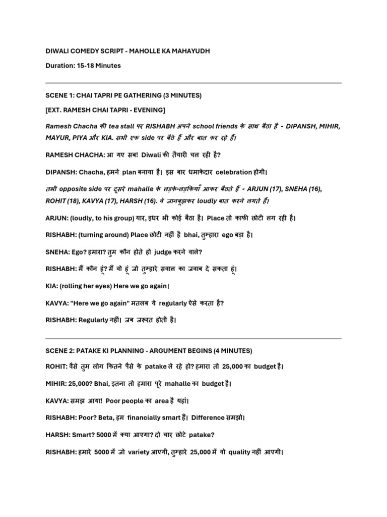 Diwali Comedy Script | PDF