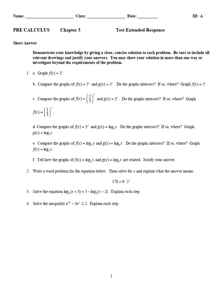 Precalculus Chapter 3 Test Guide | PDF | Mathematical Concepts ...