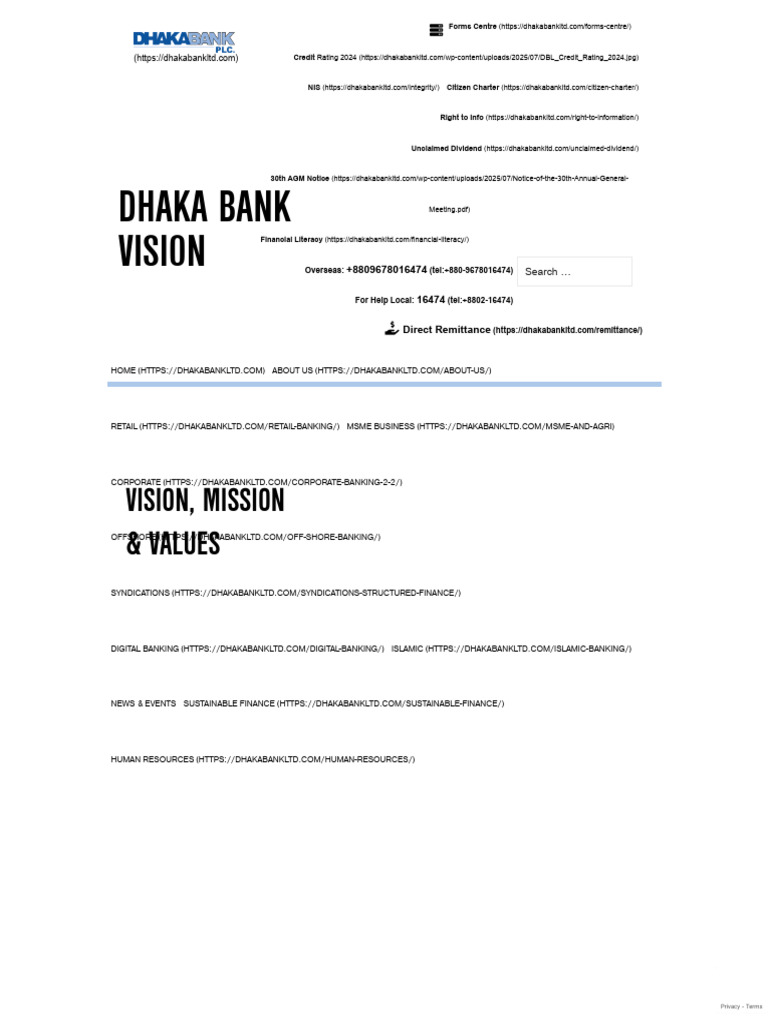 Dhaka Bank Vision and Mission Overview | PDF | Business | Private Sector