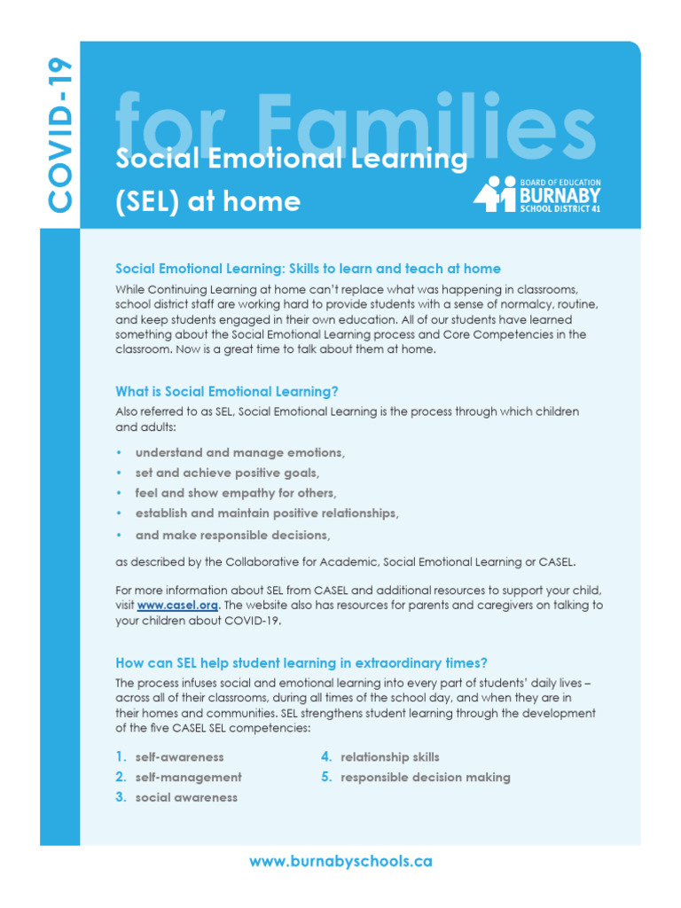 SEL Strategies for Home Learning | PDF | Psychological Concepts | Learning